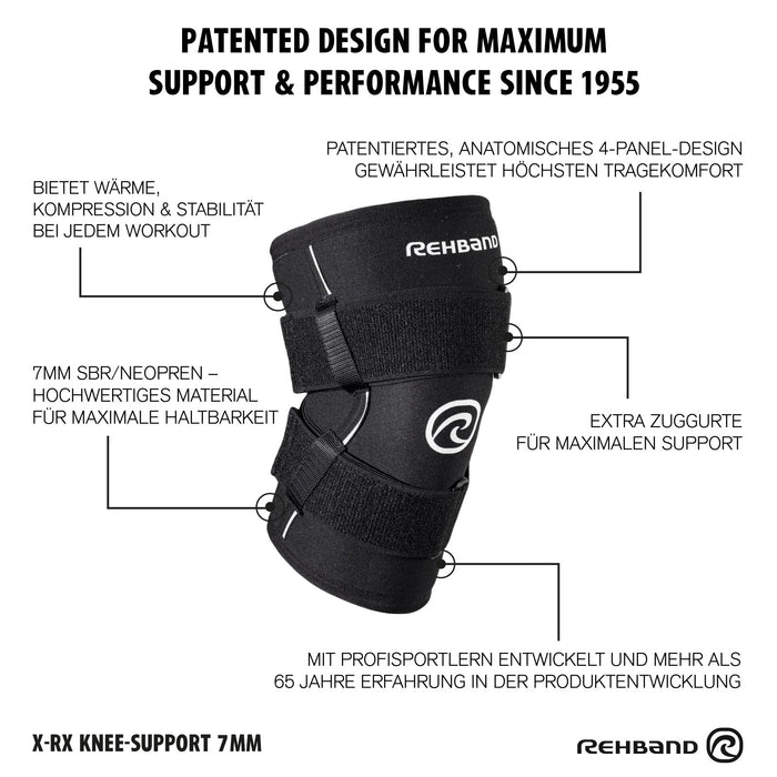 Rehband Knee Support | X-RX Knee Support 7mm with Straps